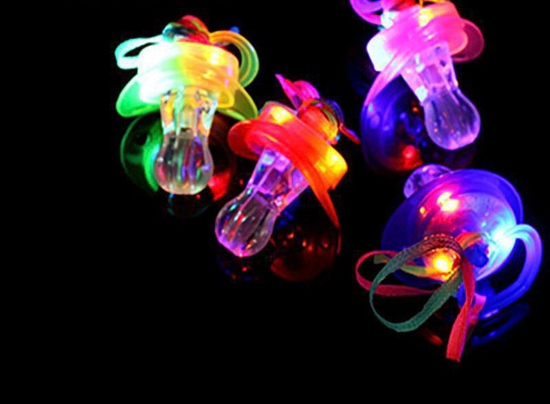 10pcs - LED Light up Pacifier Necklace Adult LED Rave Pacifier Necklace ...