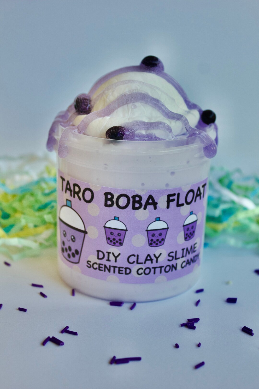 Taro Boba DIY Clay Slime, Taro Boba Slime, Taro Slime, Boba Slime, Diy ...