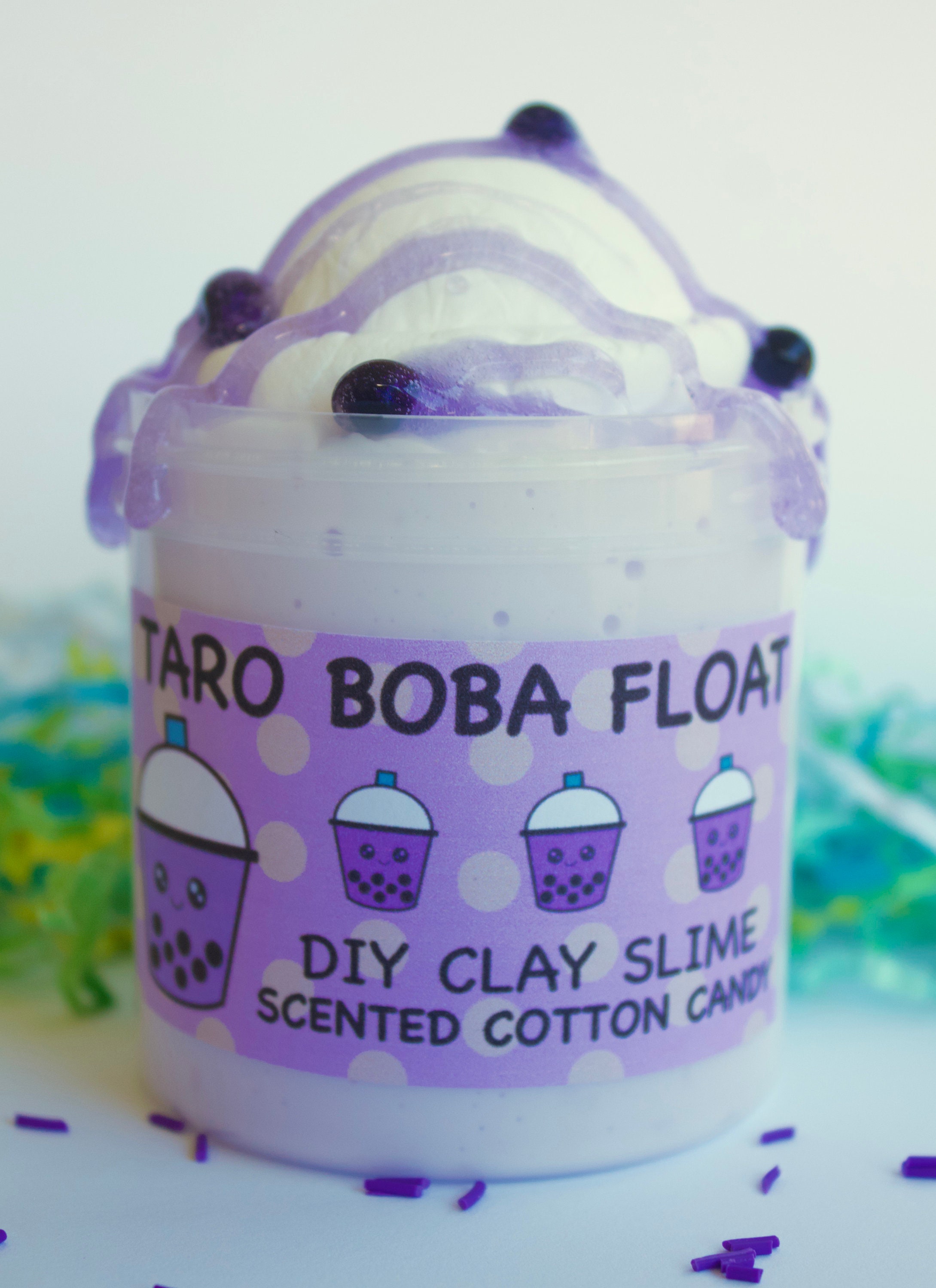 Taro Boba DIY Clay Slime, Taro Boba Slime, Taro Slime, Boba Slime, Diy ...