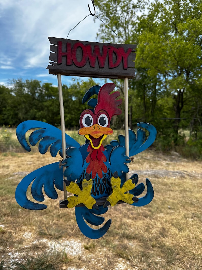 Rooster Wind Spinner Outdoor Farm Wind Spinner Cockadoodledoo Windmill ...