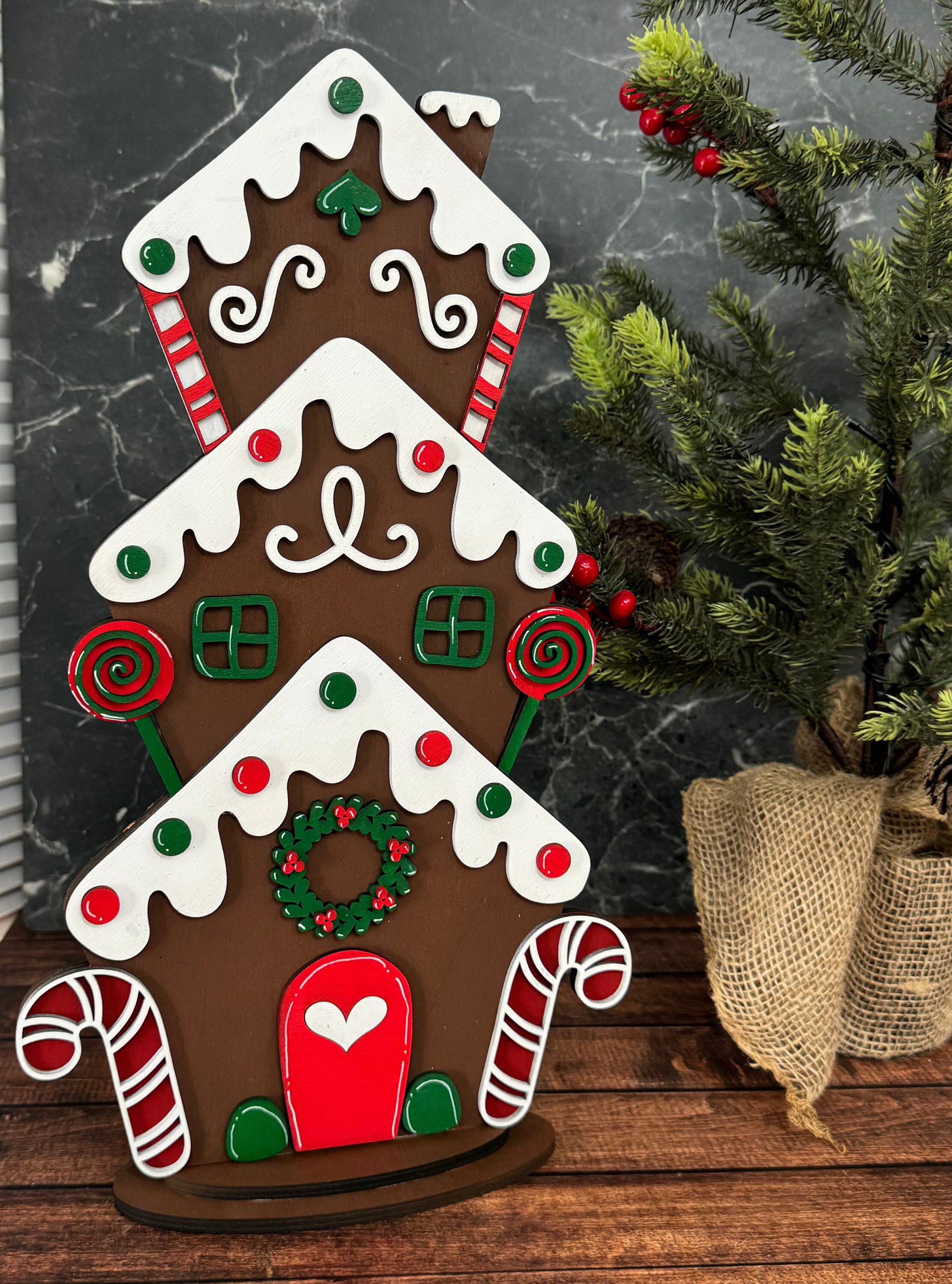 Stacked Gingerbread House Stand - Etsy