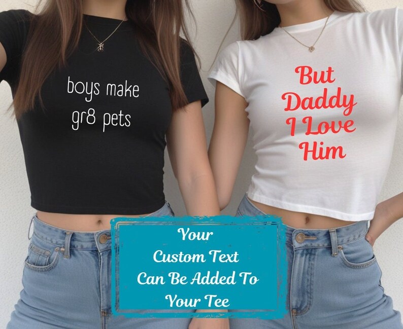 Custom Text Y2k Crop Tee, Y2k Baby Tee, Custom Y2k Tee, Trendy 90s ...
