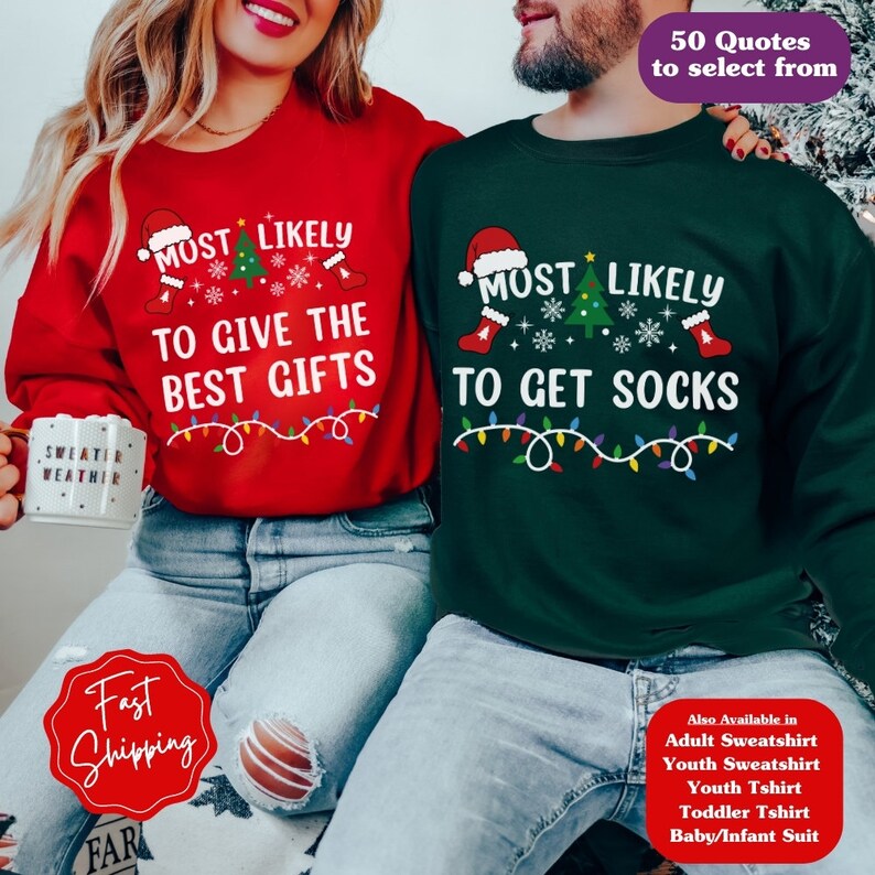 Couples Matching Christmas Shirts, Custom Matching Christmas Family ...