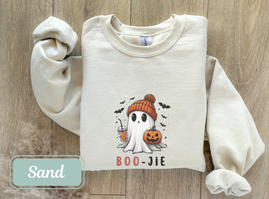 Spooky Ghost Boo-jie Halloween Sweatshirt, Womens Ghost Sweatshirt ...