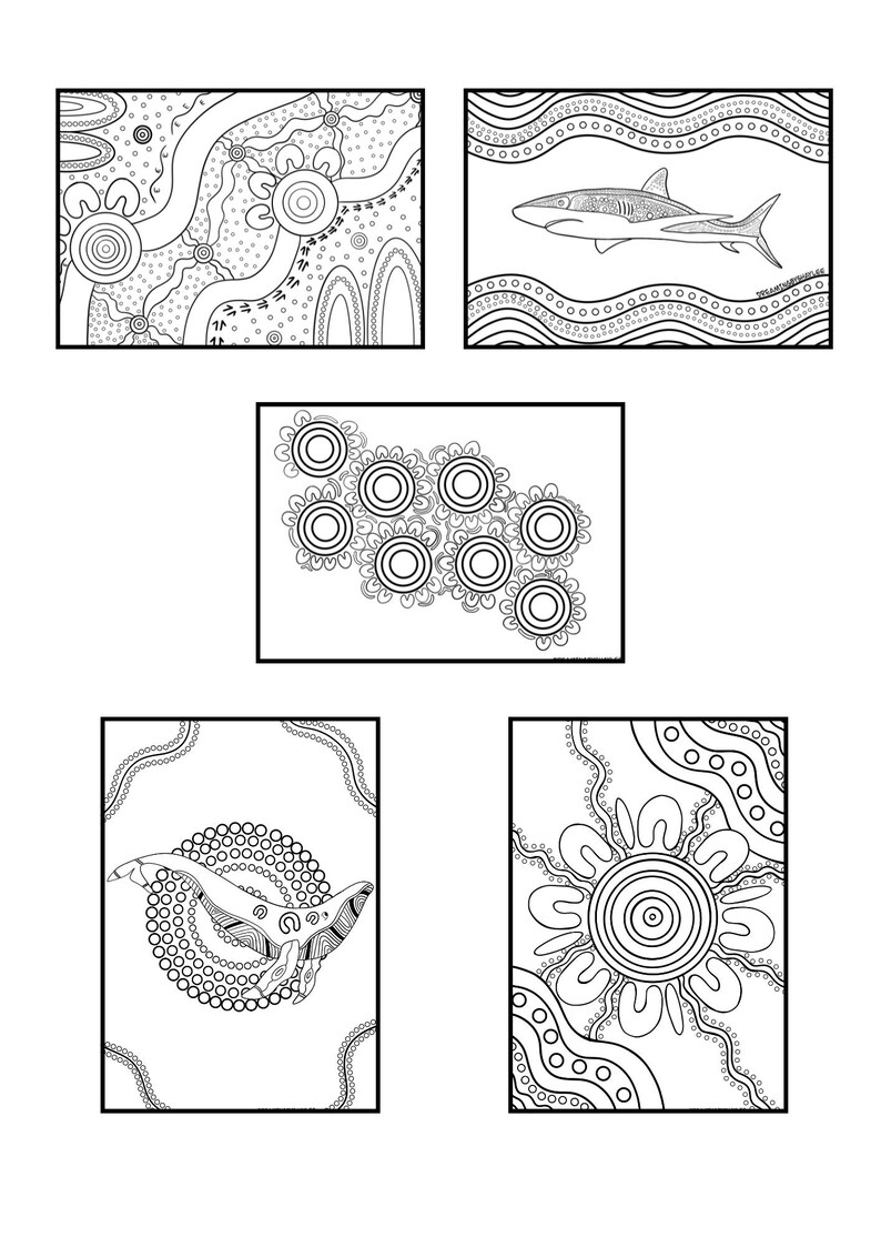 Aboriginal Art Colouring Pages - Printable Download - Etsy Australia