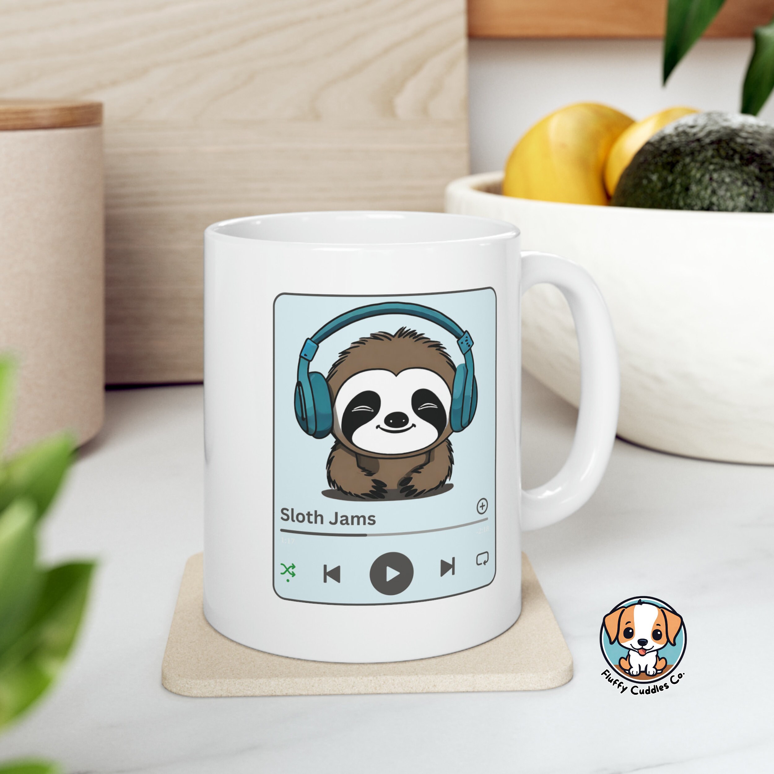 Sloth Jams Coffee Mug, Cute Mug, Funny Ceramic Mug, Perfect Gift Idea ...