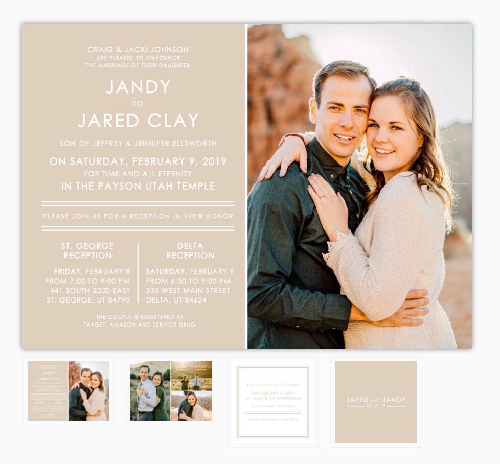 Custom Wedding Invitations Photo Invitation Suite Simple Wedding ...