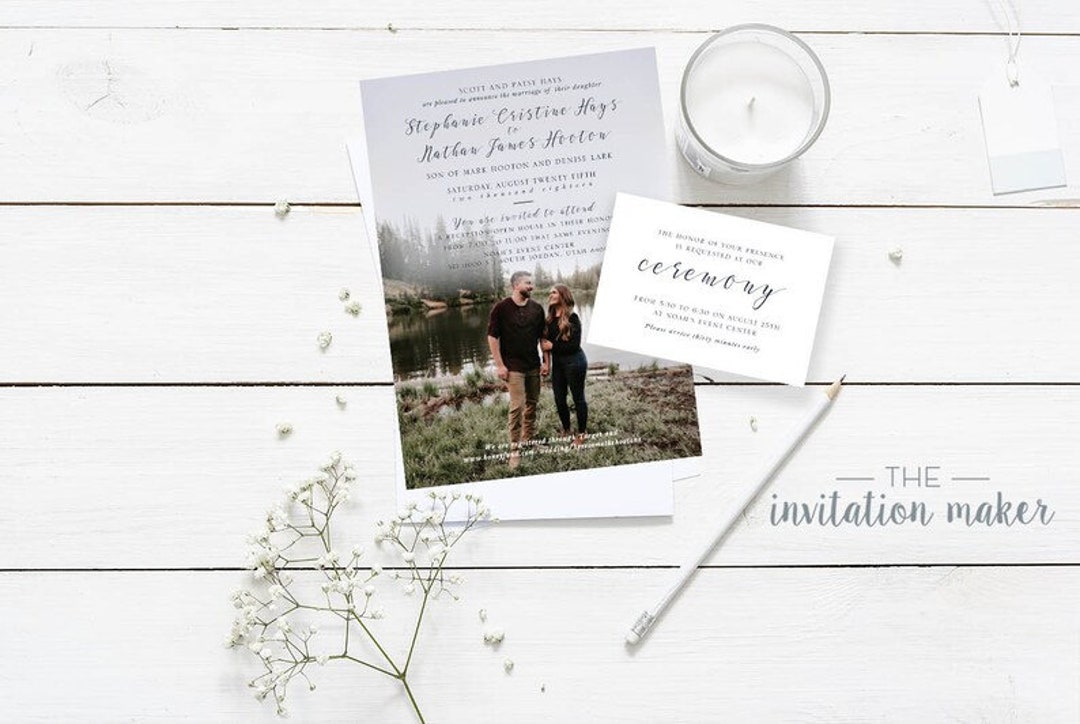 Custom Wedding Invitations Photo Invitation Suite Simple Wedding ...