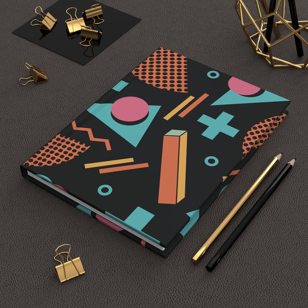 80s Style Geometric Pattern Journal, Colorful 1980s-inspired Notebook ...