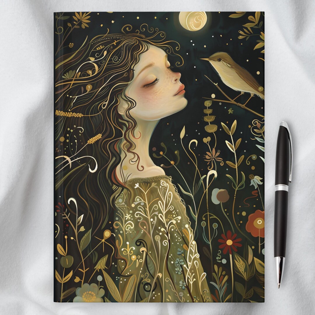 Folk Art Girl & Bird Journal: Cottagecore Starry Night Diary - Etsy