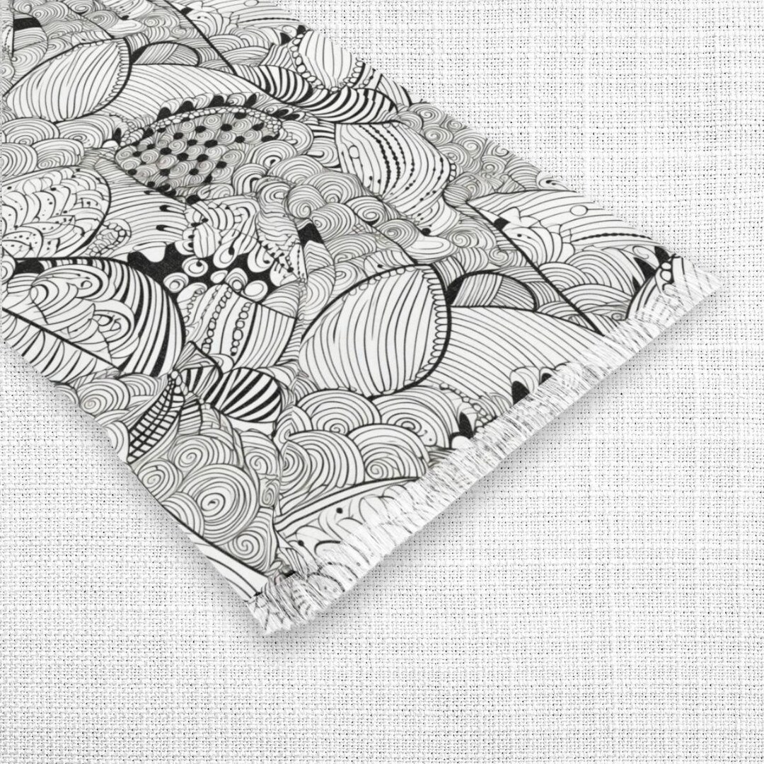 Light Scarf With Modern Zentangle Design Lightweight Fashion Scarf ...