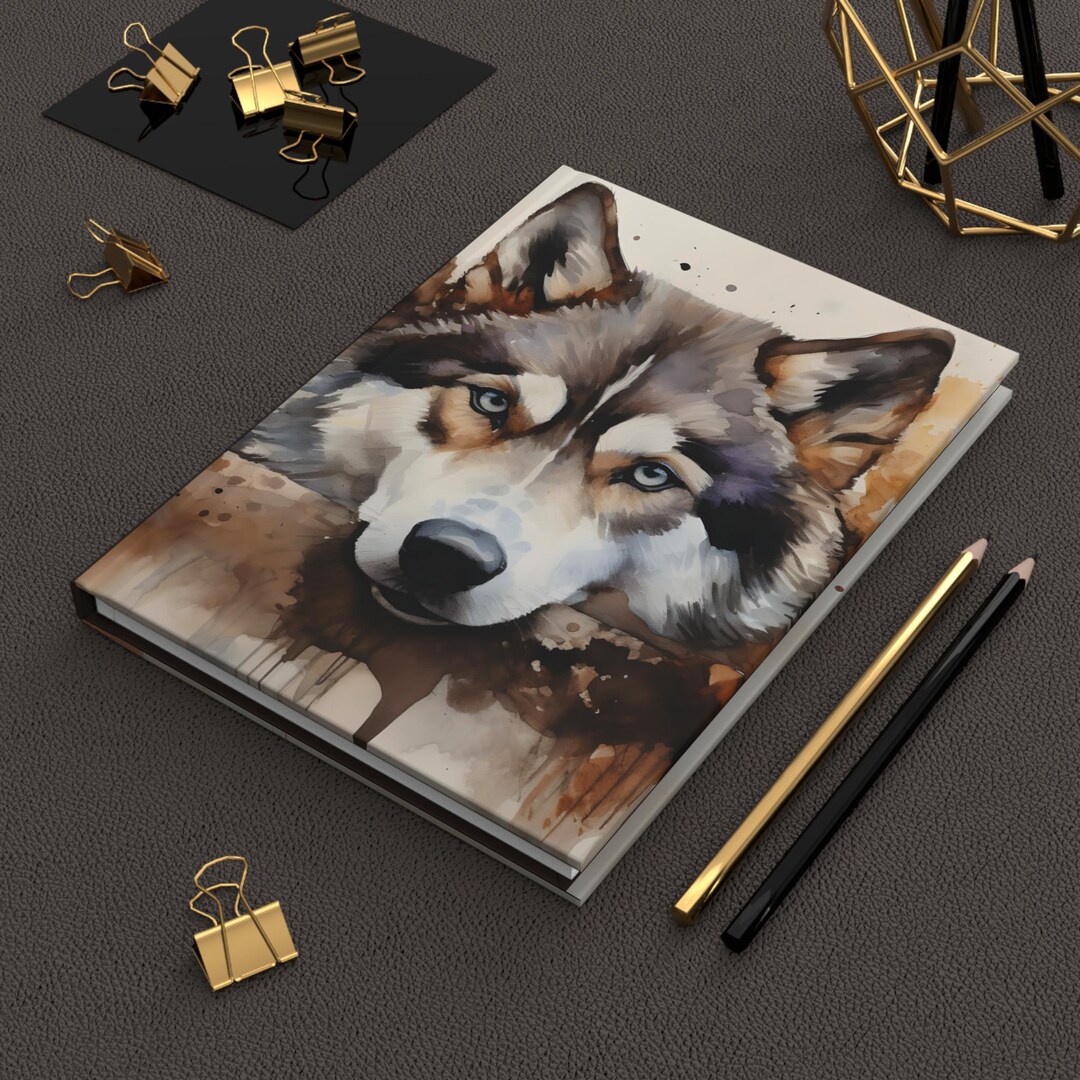 Watercolor Husky Journal - Lined Pages, Stylish Matte Finish Notebook ...