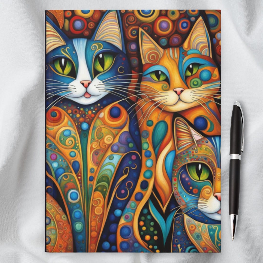 Klempt Style Abstract Cats Notebook: Vibrant Colors Journal - Etsy
