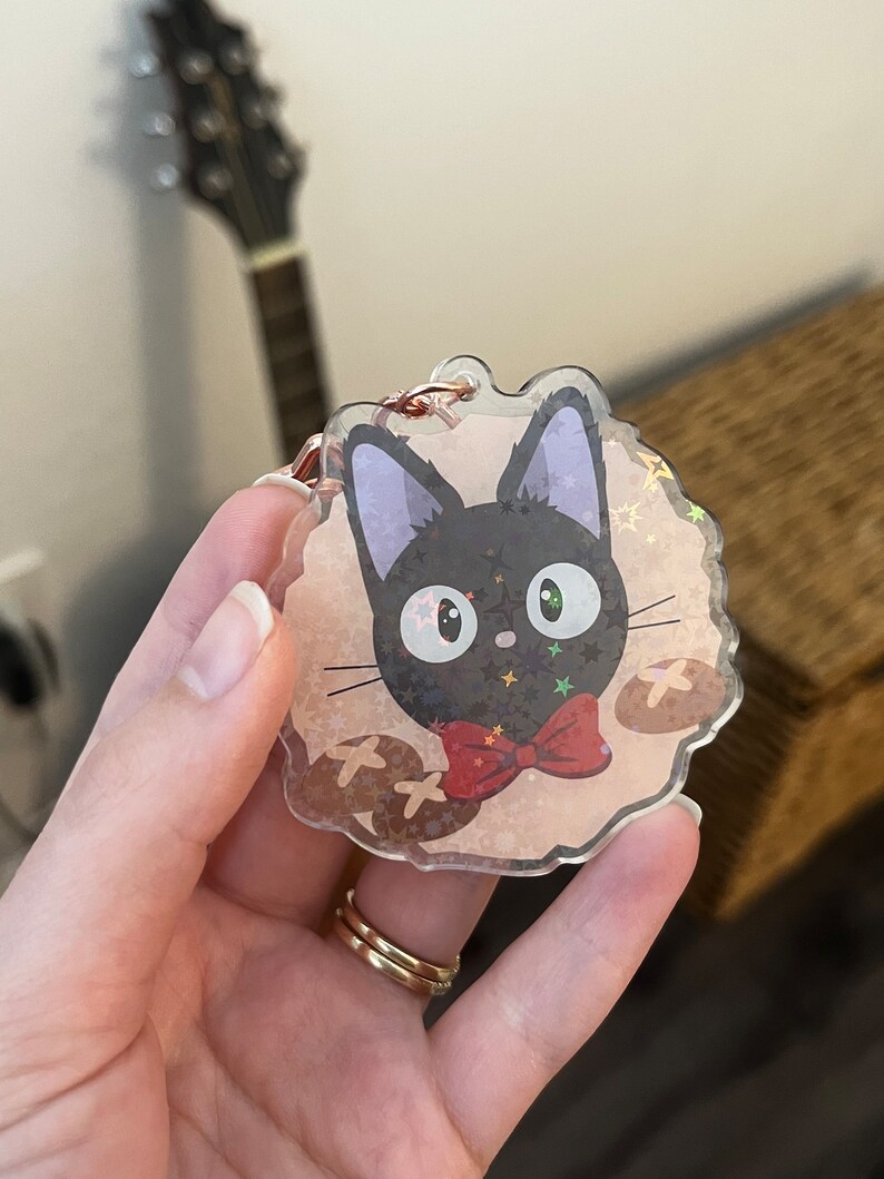 Jiji the Cat Holographic Keychain, Kikis Delivery Service - Etsy