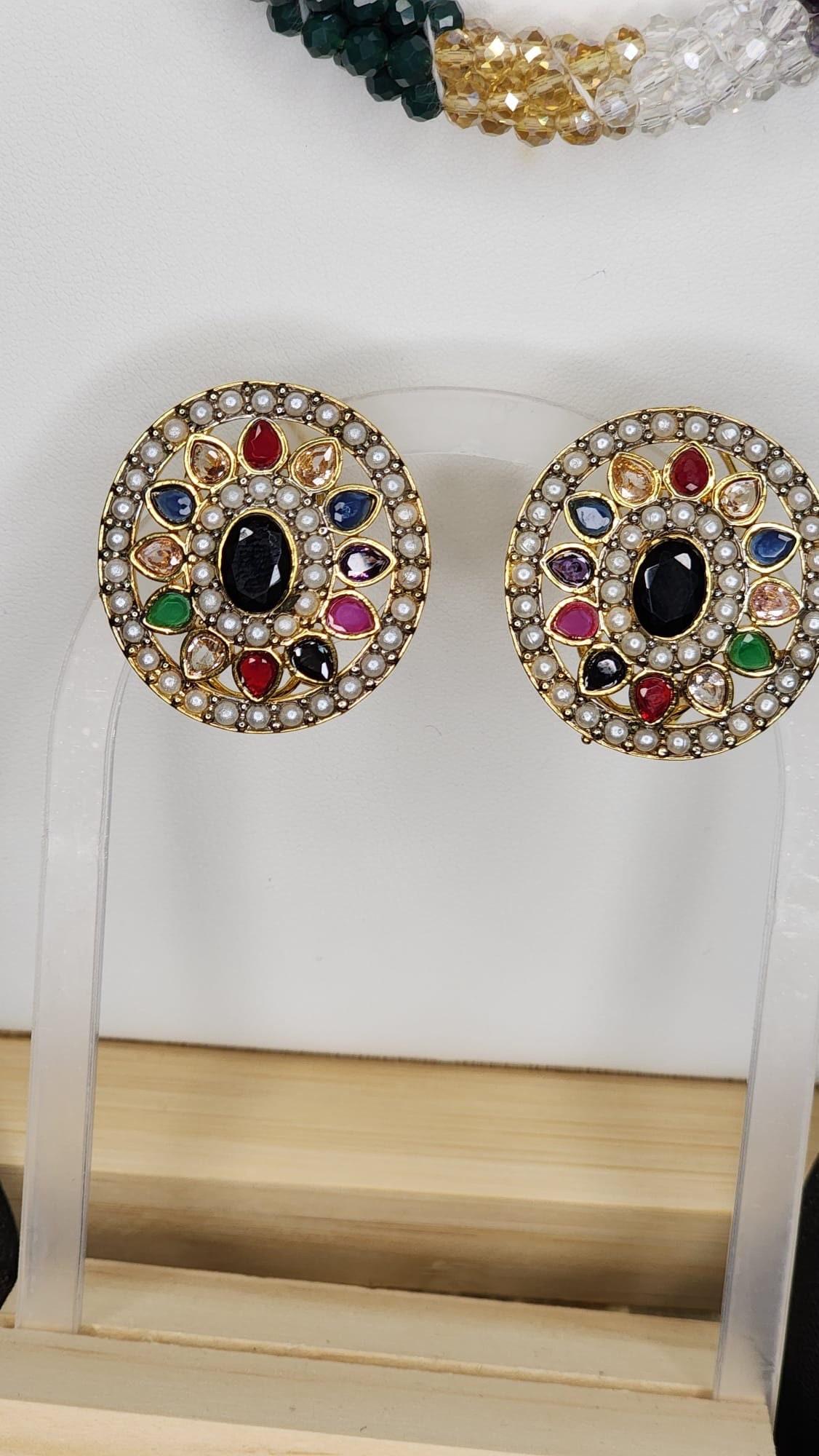 Pakistani/indian Traditional Crystal Mala Set With Studs - Etsy