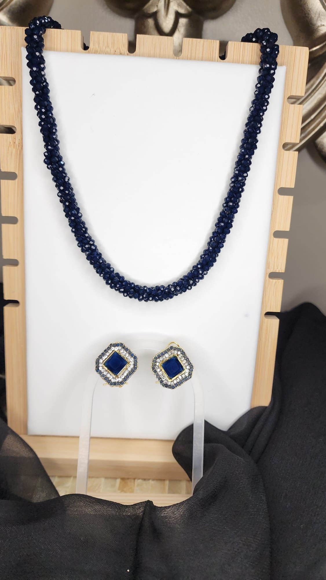 Pakistani/indian Traditional Crystal Mala Set With Studs - Etsy