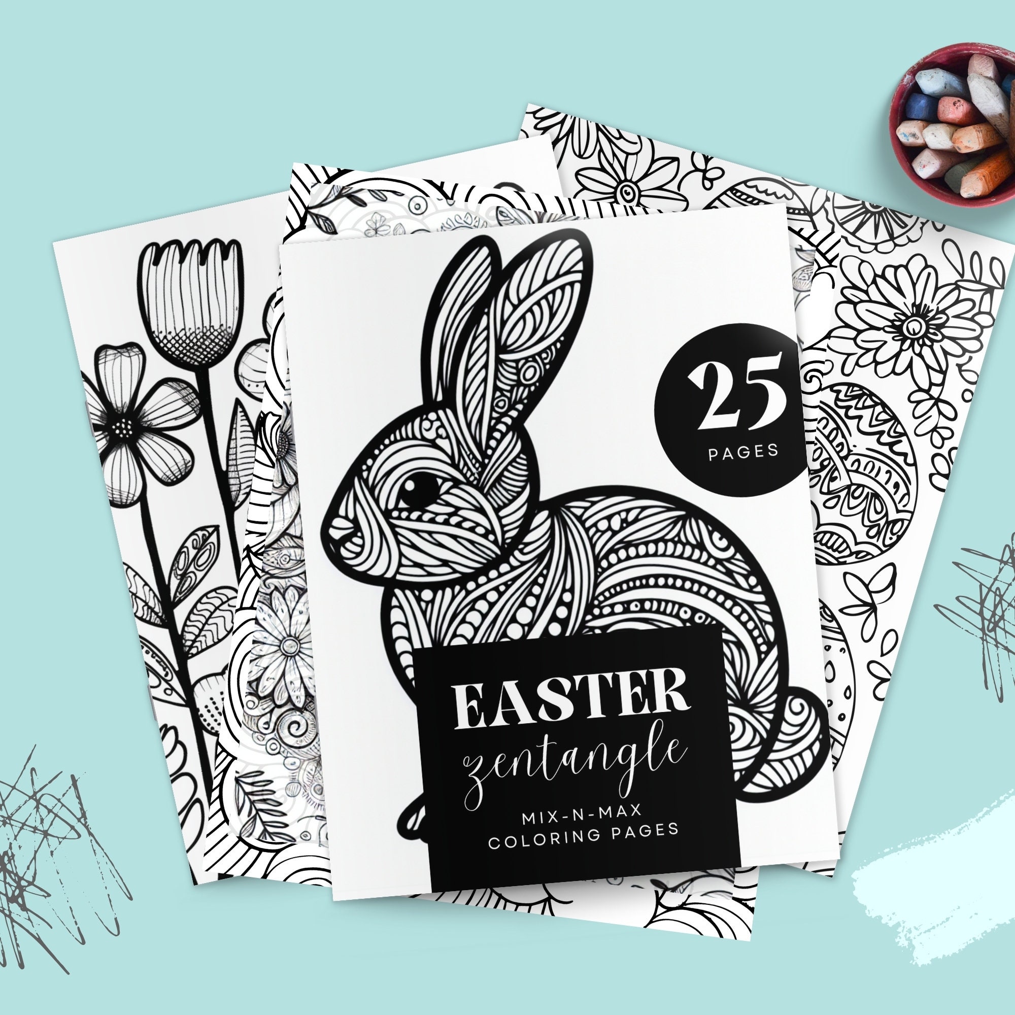 Easter Zentangle Coloring Pages, Spring Coloring, Perfect for Adults ...