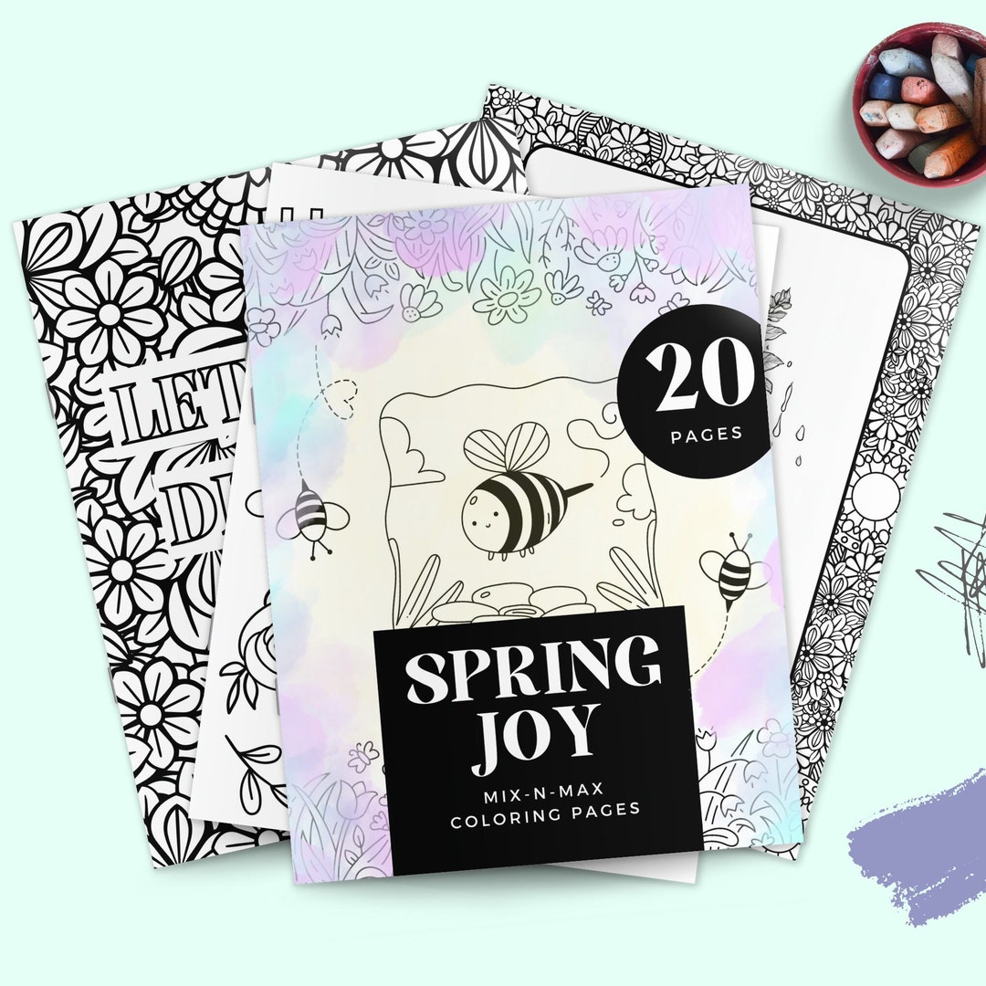 Spring Joy Printable Coloring Pages, Spring Coloring, Perfect for ...