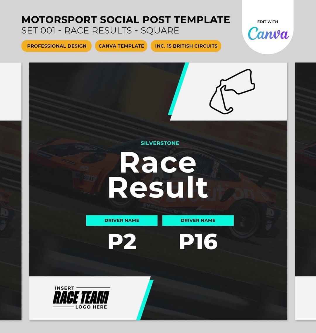 Motorsport Social Media Canva Template – Race Results – Perfect for ...