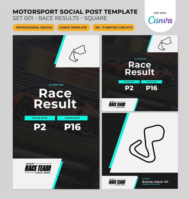 Motorsport Social Media Canva Template – Professionally Designed ...