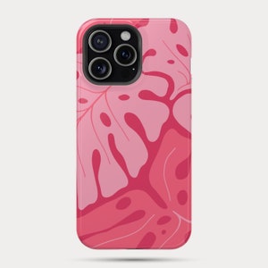 Trendy Pink Tropical Floral Protective Magsafe Summer Beach iPhone Case ...