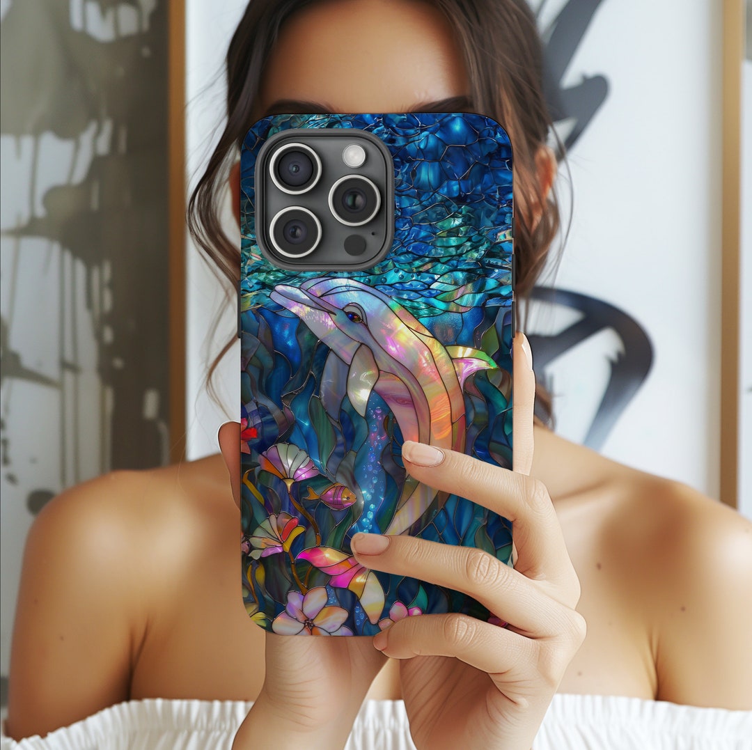 Stained Glass Dolphin Phone Case Tough Case for iPhone Samsung Galaxy ...