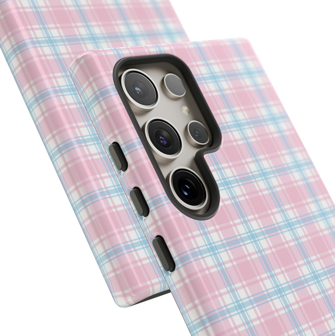Pastel Blue and Pink Plaid Phone Case Tough Cases for iPhone Samsung ...