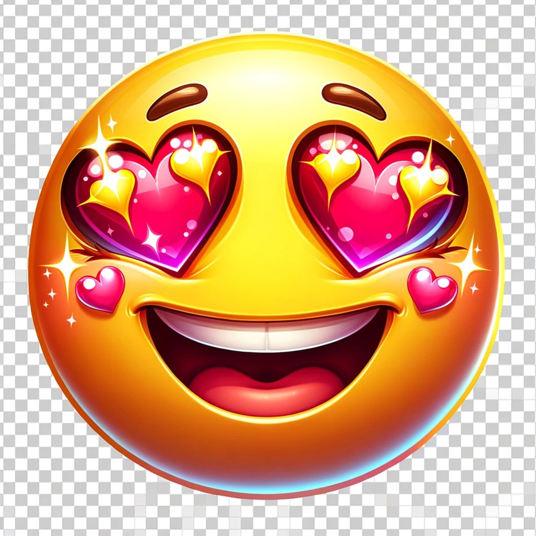 Smiling Face With Heart Eyes Emoji Clipart - Etsy