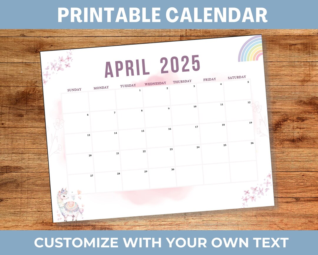 Editable April 2025 Calendar, Happy Easter Day, Printable Fillable ...