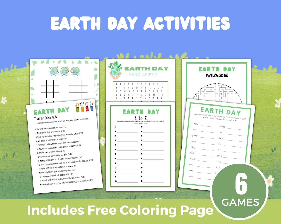 Printable Earth Day Game Bundle, Printable Earth Day Games for Kids ...