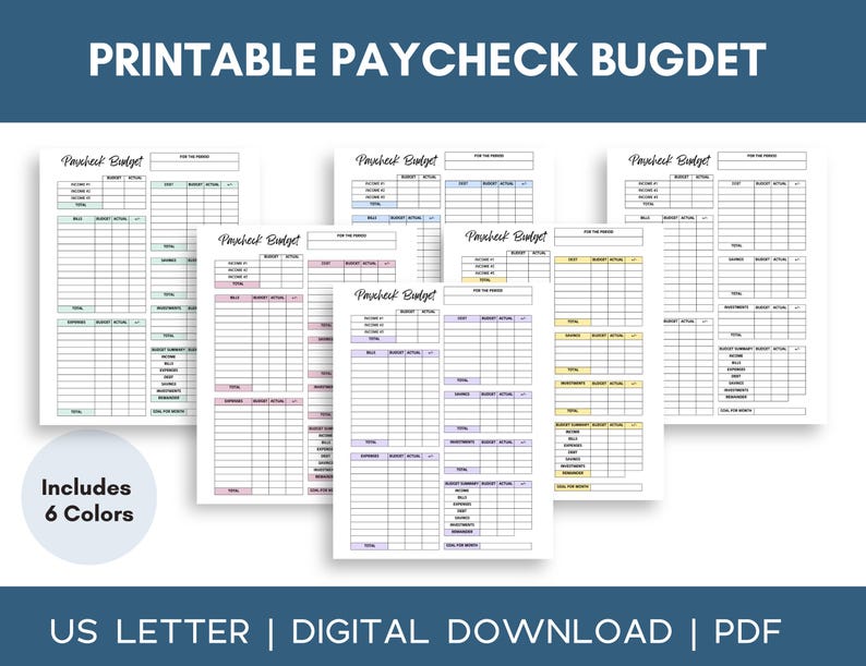 Paycheck Budget Printable, Printable Budget Planner, Paycheck Budget ...