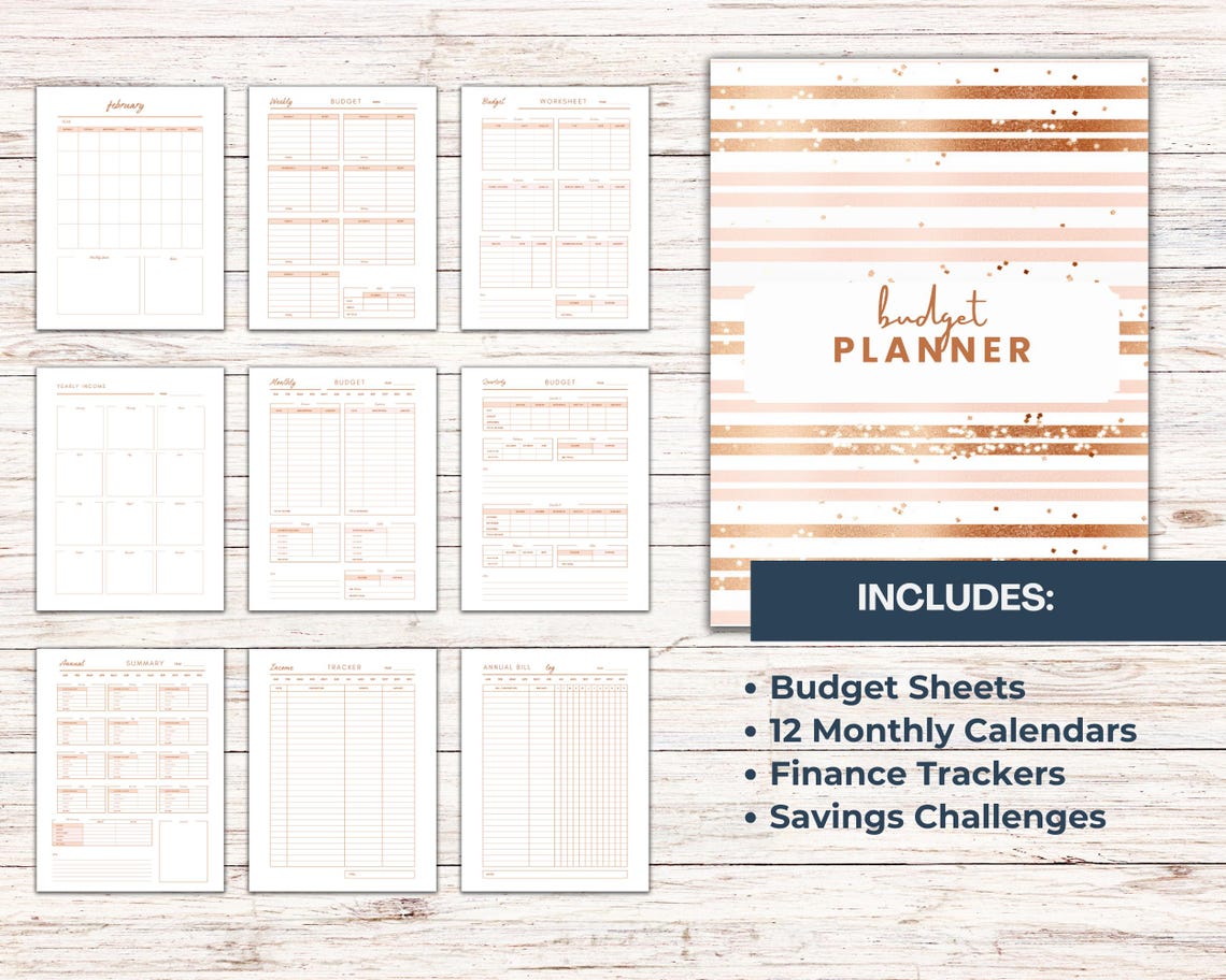 Minimalist Budget Finance Planner Bundle, Printable Digital Budget ...
