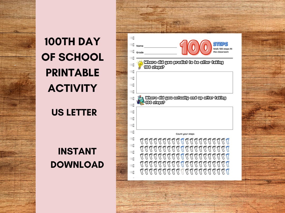 100 Days of School Printable, Classroom Activity Worksheets, Fun ...