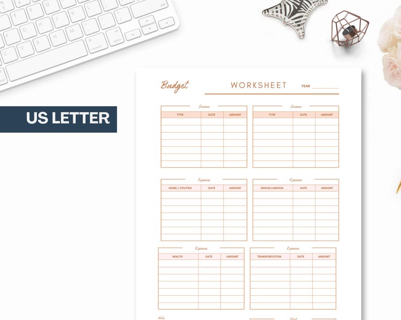 Minimalist Budget Finance Planner Bundle, Printable Digital Budget ...