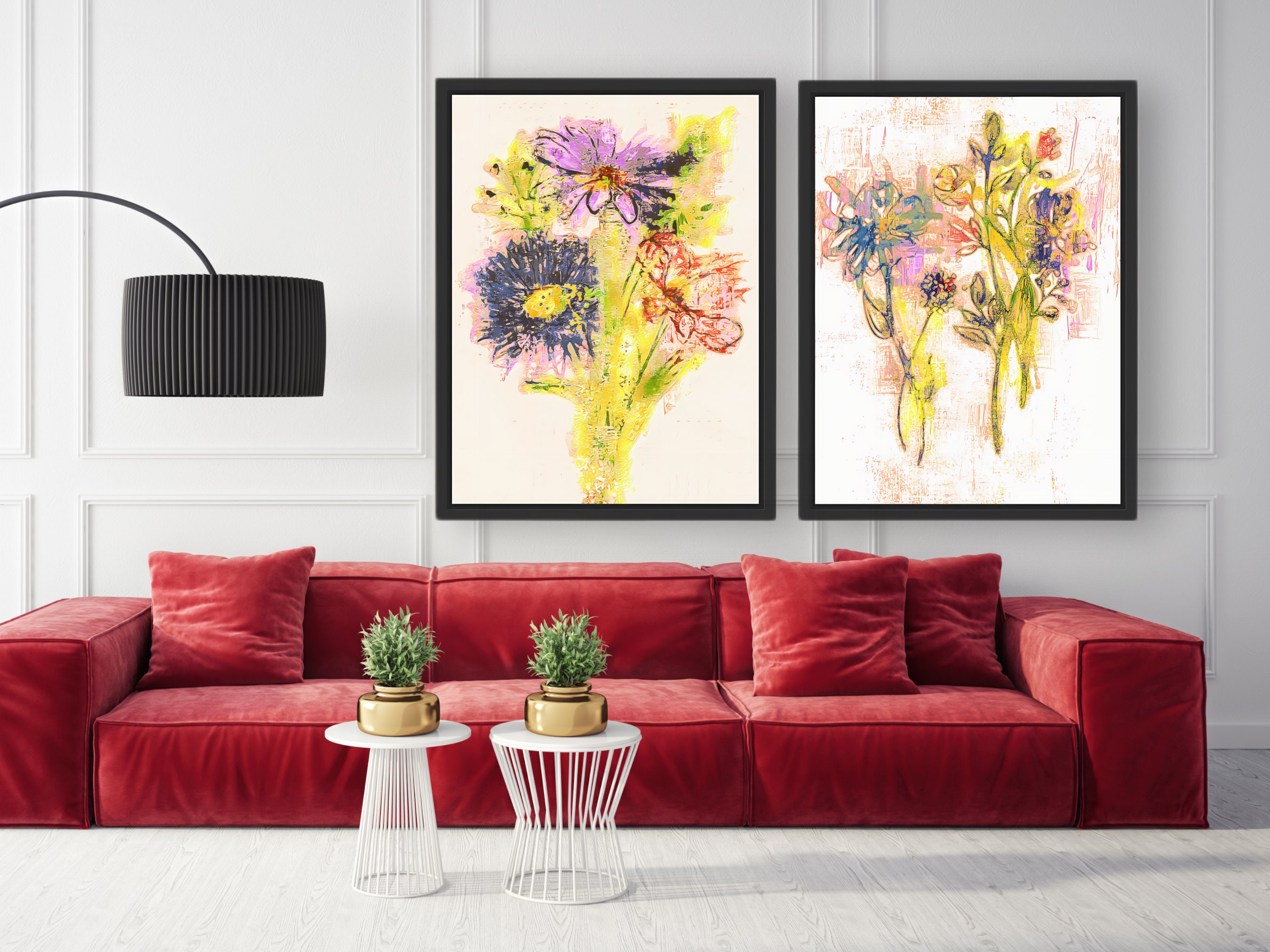 Original Contemporary Flower Art Painting Print Modern Decor Hanging ...