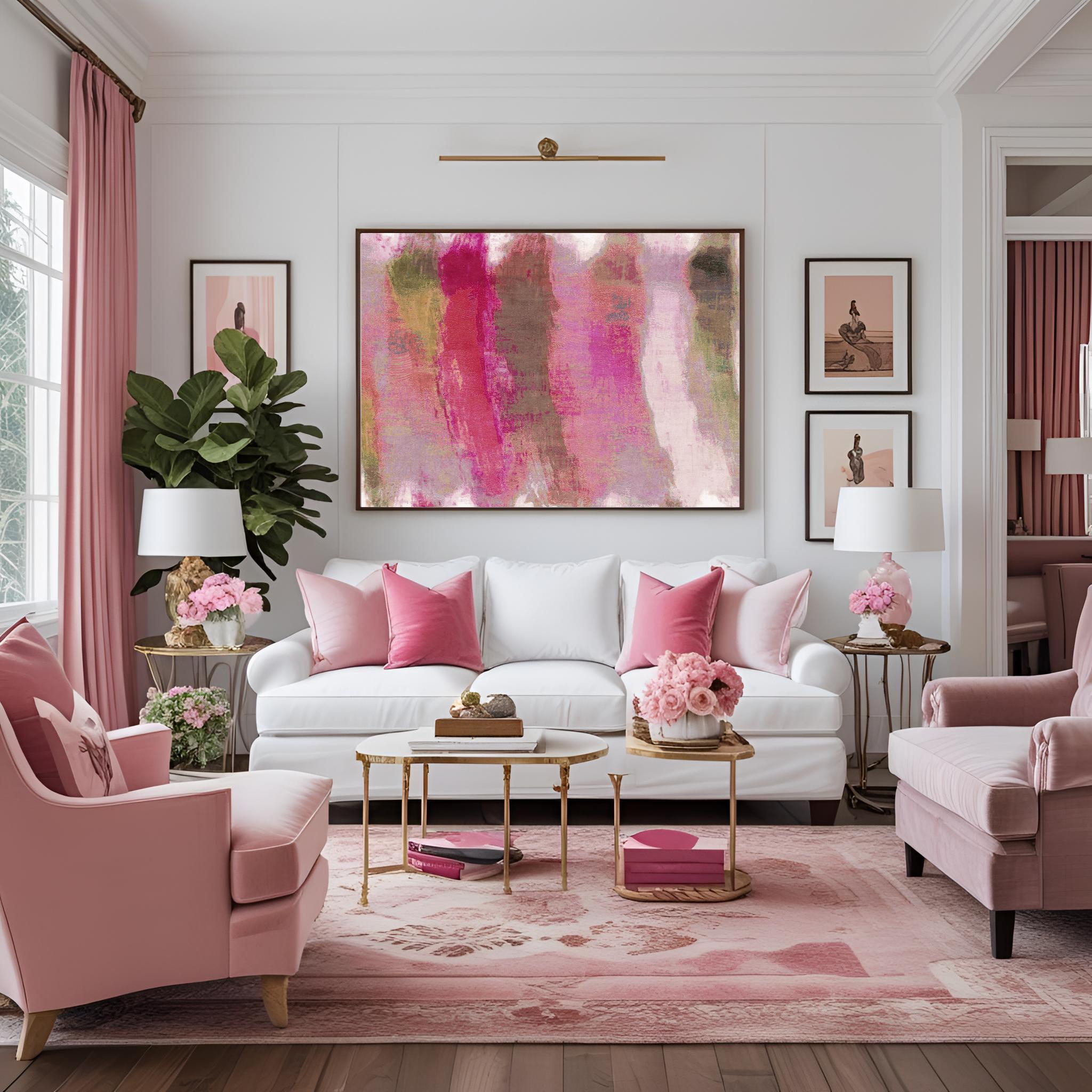 Pink Abstract Paint Stroke Art Print: Contemporary Wall Decor - Etsy