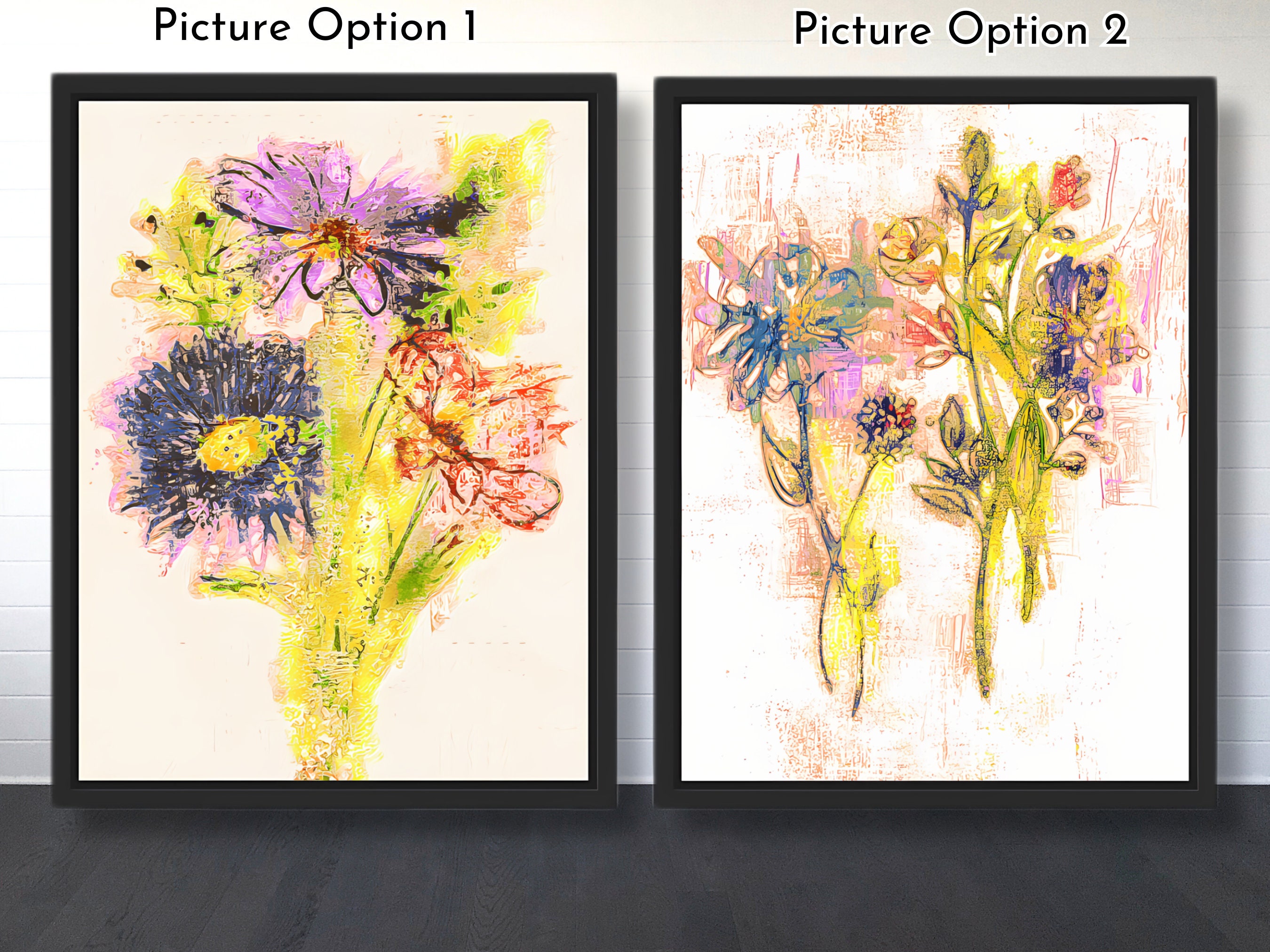 Original Contemporary Flower Art Painting Print Modern Decor Hanging ...