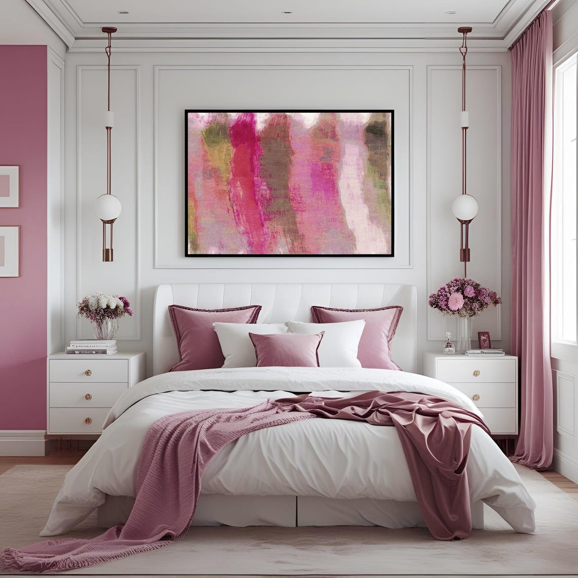 Pink Abstract Paint Stroke Art Print: Contemporary Wall Decor - Etsy