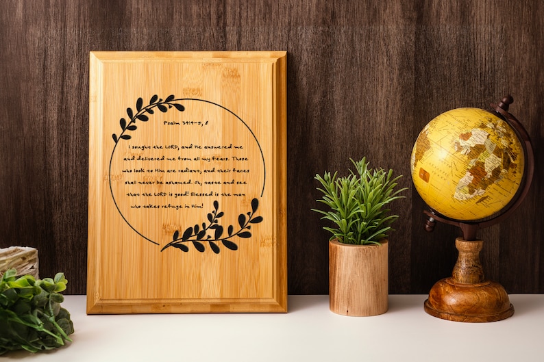 Custom Bible Verse Bamboo Plaque, Inspirational Quote Wooden Plaque ...