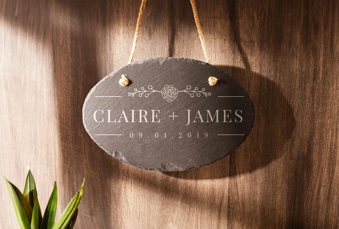 Custom Wedding Slate Plaque, Personalized Slate Plaque With Hanger ...