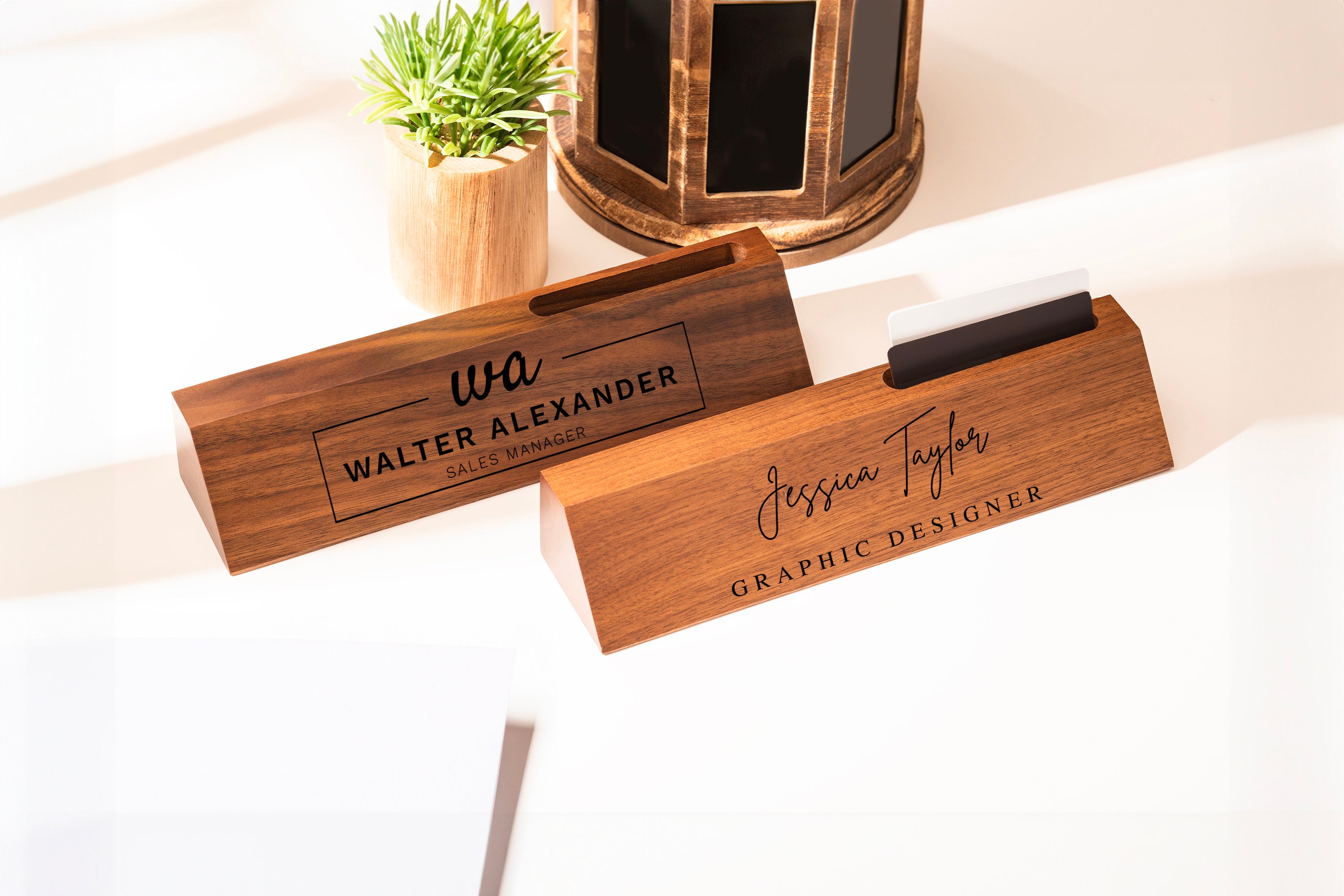 Personalized Leather Desk Name Plate, Custom Desk Wedge, Office Desk ...