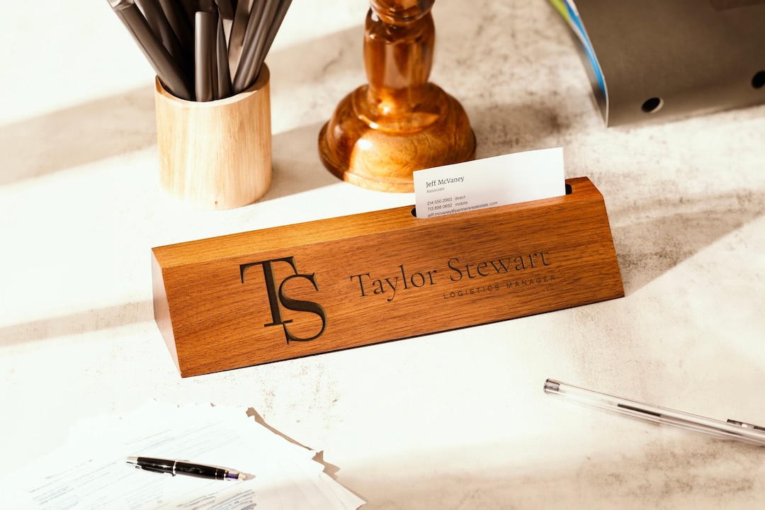 Custom Walnut Desk Name Plate, Engraved Desk Plate, Office Desk Plate ...
