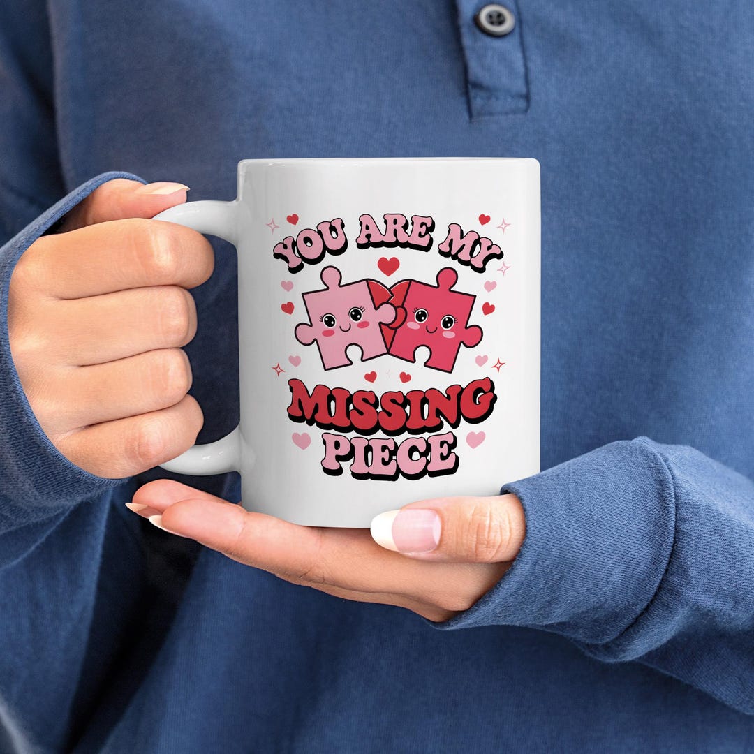 You Are My Missing Piece Mug, Puzzle Art Mug, Mug for Couples, Colorful ...
