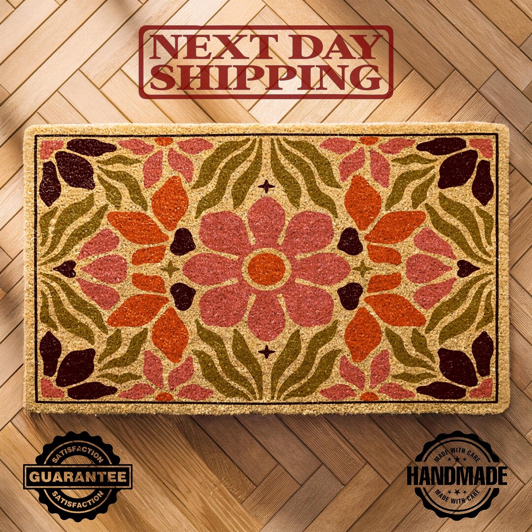 Floral Pattern Welcome Mat, Floral Doormat, Floral Gift, Housewarming ...