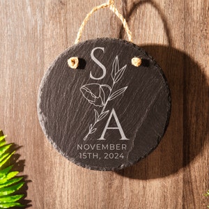 Custom Wedding Slate Plaque, Personalized Slate Plaque With Hanger ...