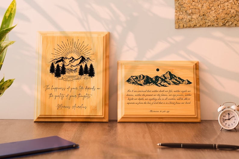 Custom Bible Verse Bamboo Plaque, Inspirational Quote Wooden Plaque ...