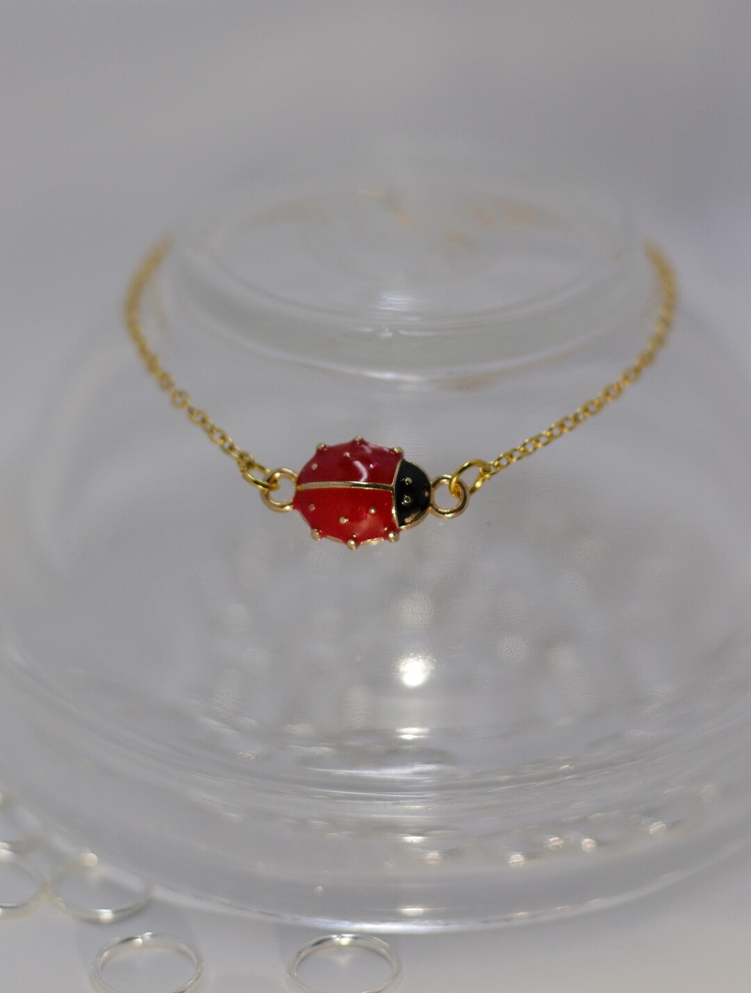 Gold Ladybug Bracelet Cute Small Insect Charm Elegant Hypoallergenic ...