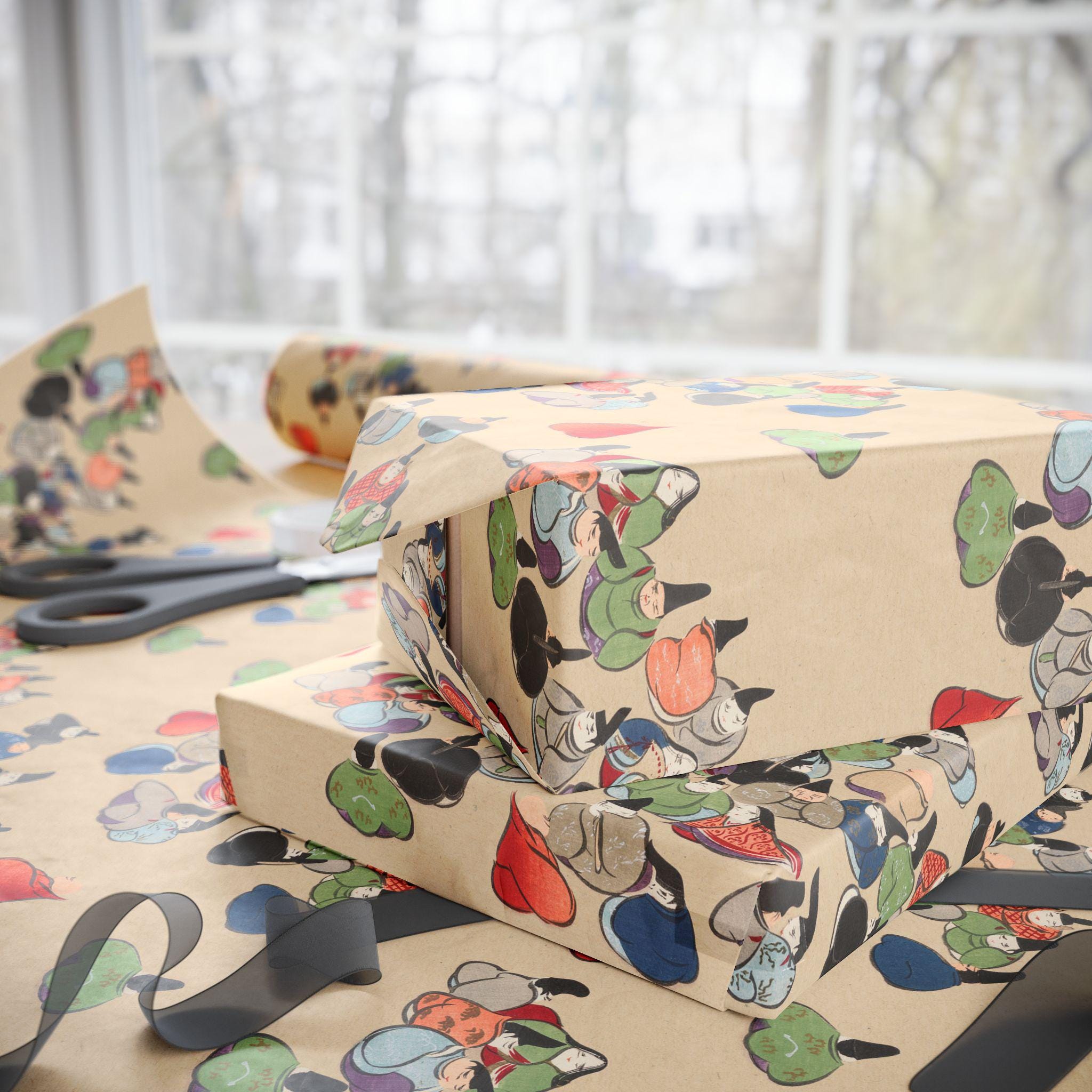 Japanese Heian Court Wrapping Paper – Vintage Yamato-e Style Art With ...