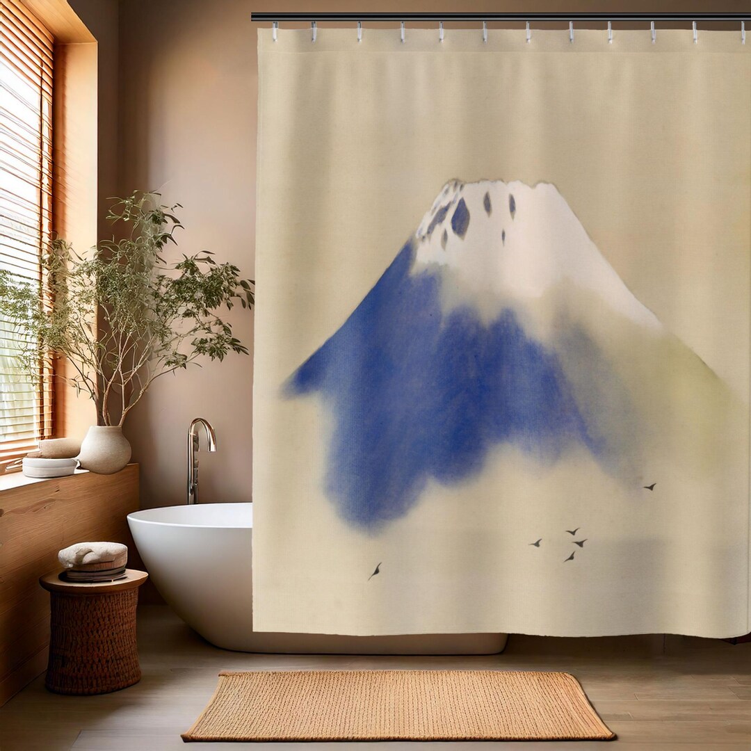Minimalist Mount Fuji Shower Curtain – Vintage Japanese Fine Art Print ...