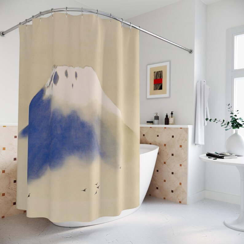 Minimalist Mount Fuji Shower Curtain – Vintage Japanese Fine Art Print ...